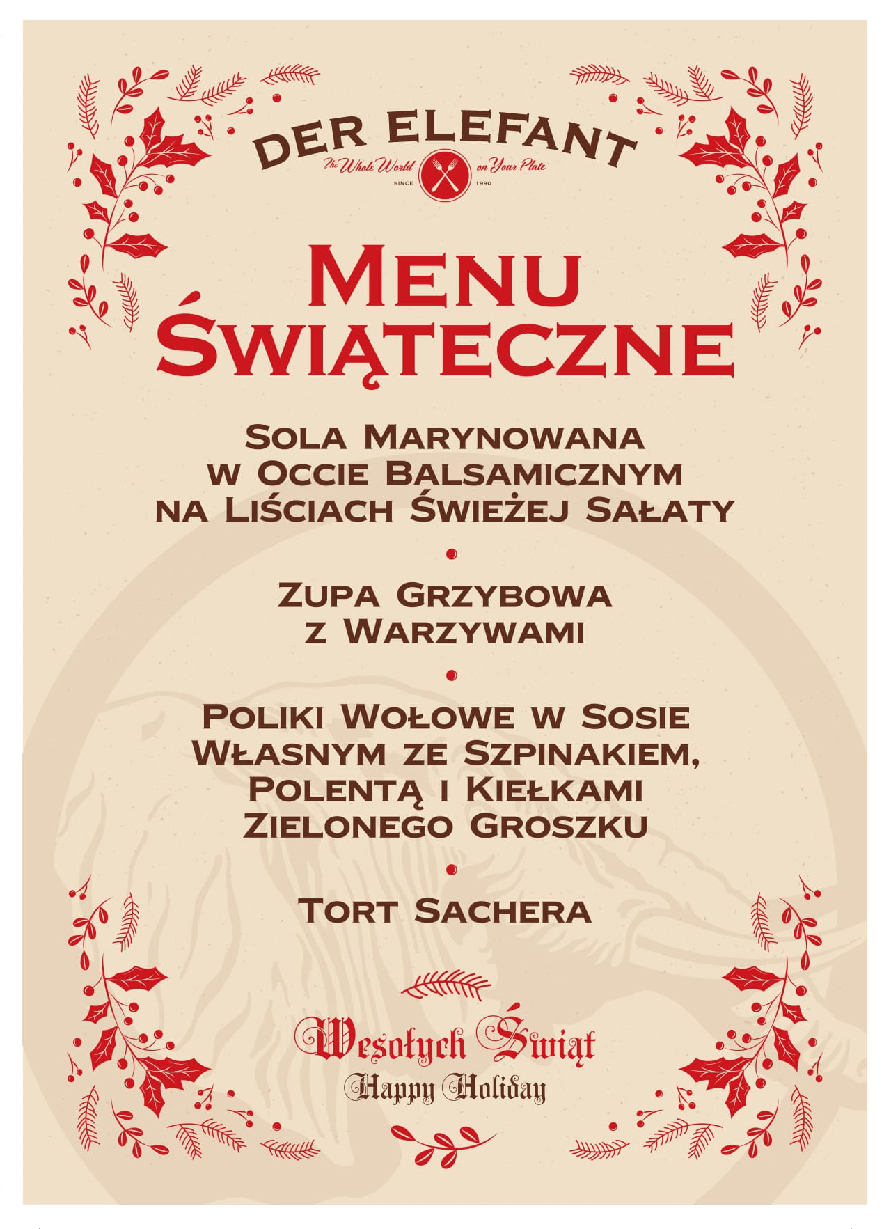 Menu Świąteczne w Der Elefant – zasmakuj atmosfery świąt – Der Elefant